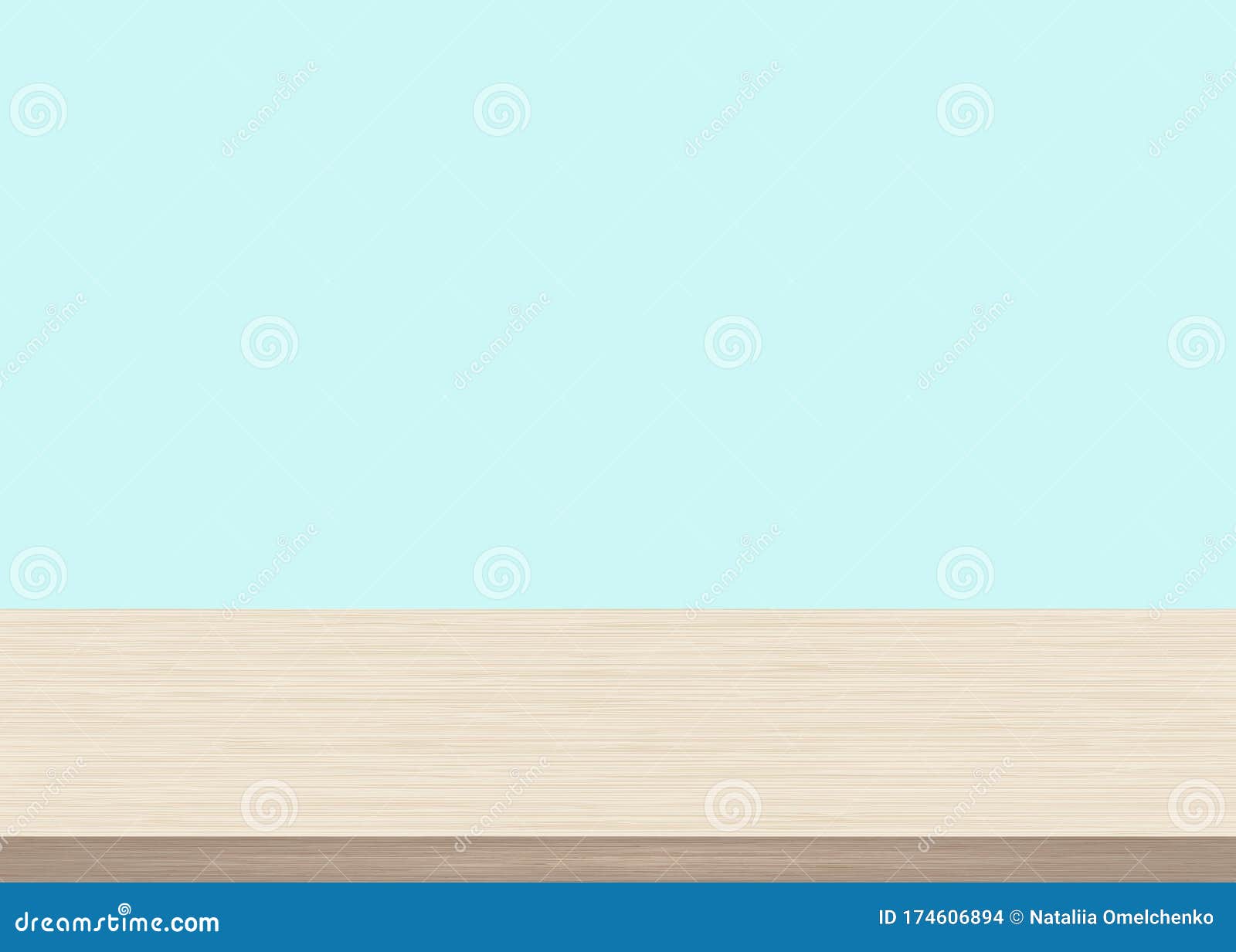 Empty Wood Table Top on Blue Background. Wooden Background, Vector ...