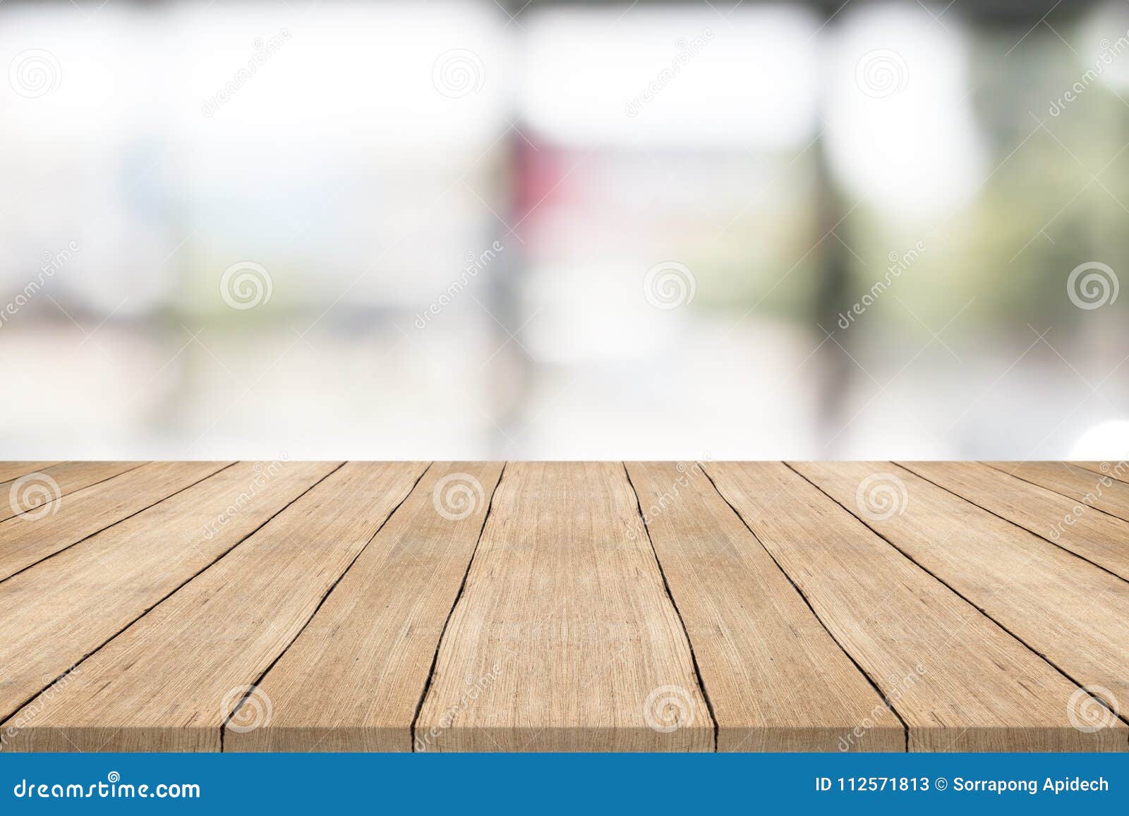 Empty Wood Table Top on Blurred Background,space for Montage Pro Stock ...