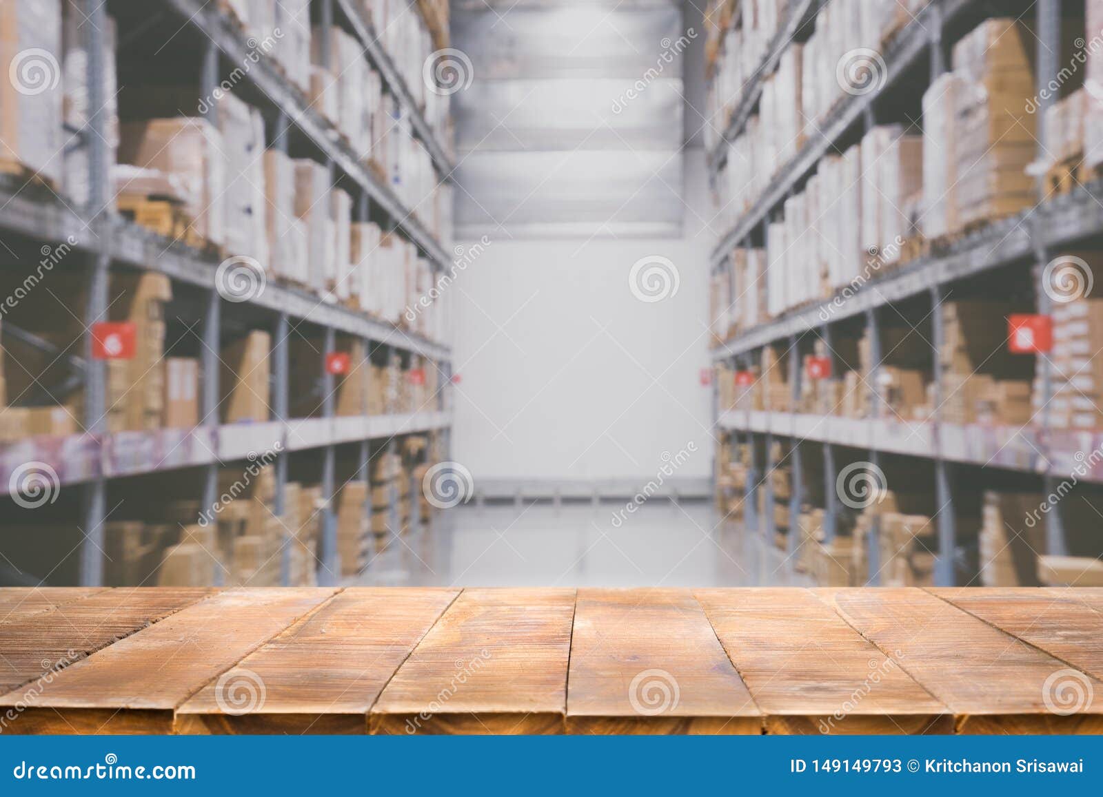 Blurred Warehouse For Industrial Or Logistics Background. Warehouse ...