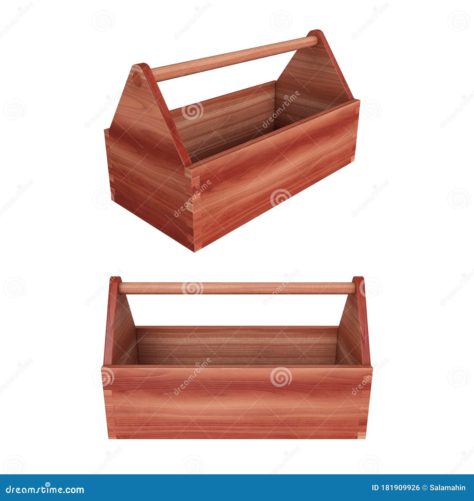 Empty Wood Toolbox on a White Background. 3d Rendering Stock ...