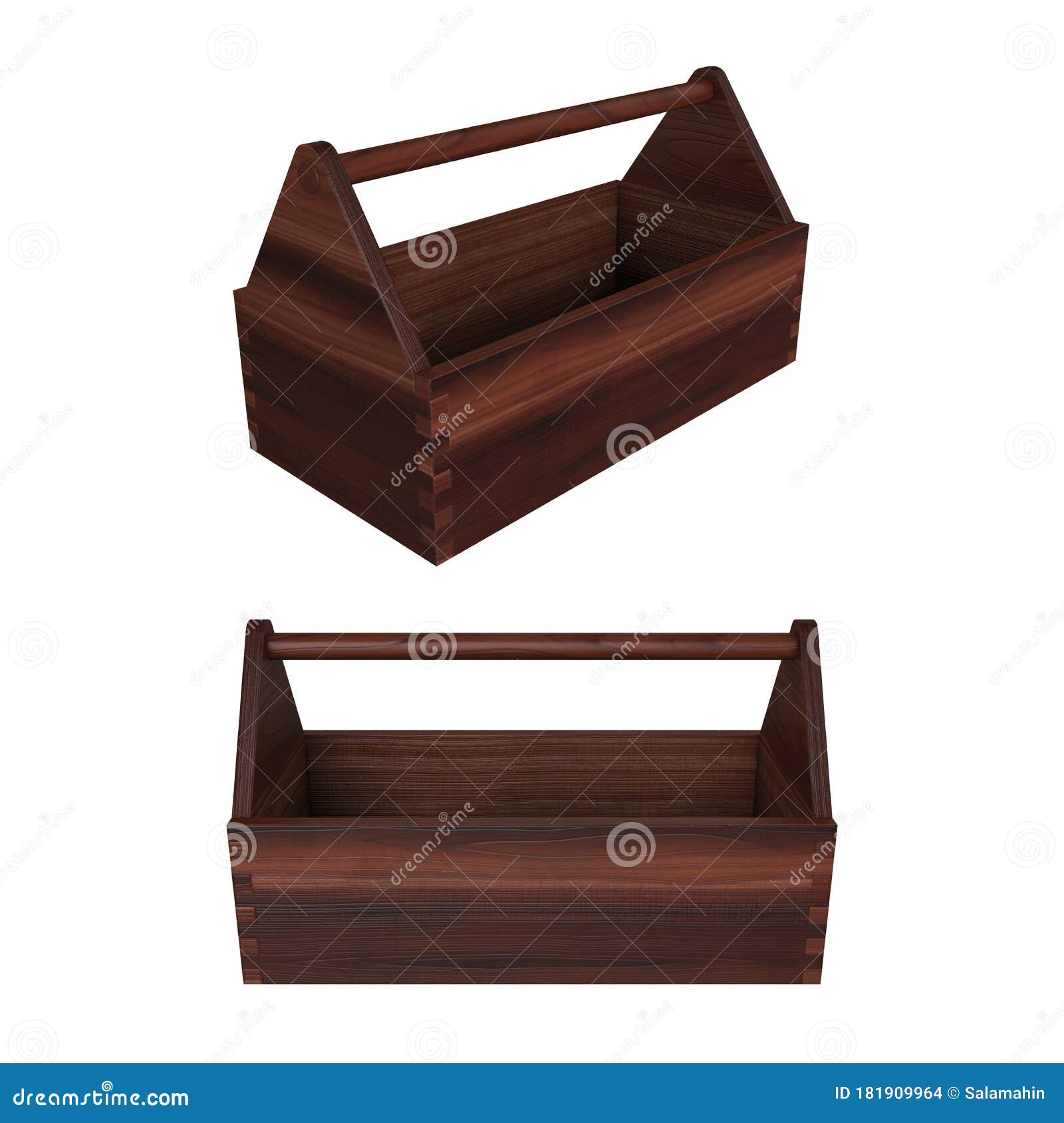 Empty Wood Toolbox on a White Background. 3d Rendering Stock ...