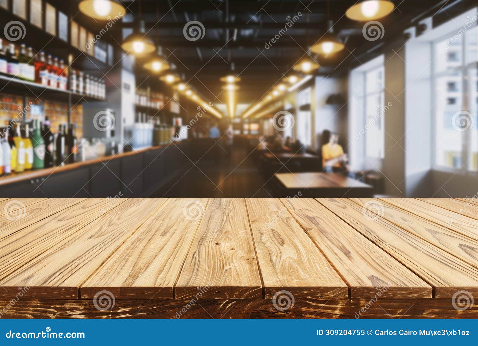 Empty Wooden Bar Counter in a Modern Cafe Stock Illustration ...