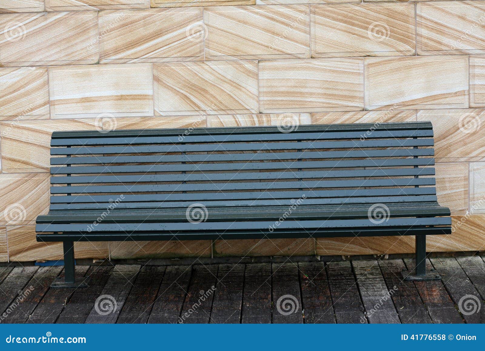 Empty wooden bench stock photo. Image of wall, seating - 41776558