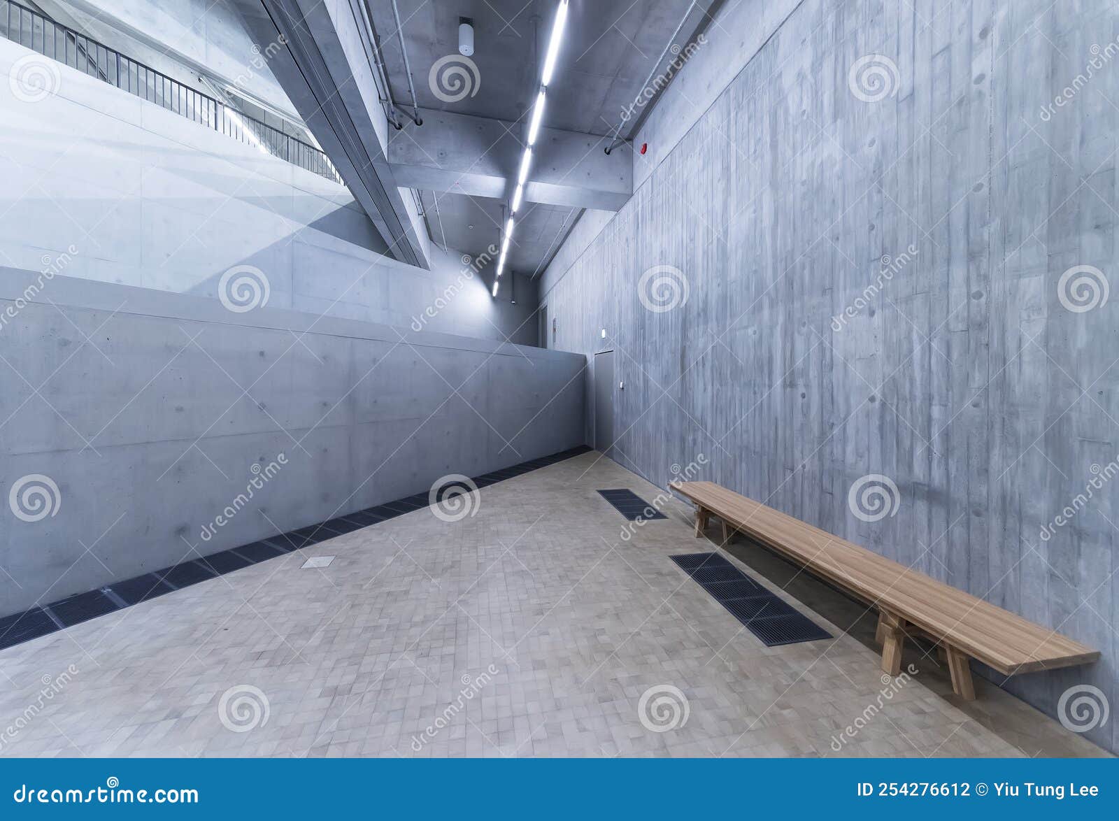 Empty Wooden Bench in Modern Architecture Editorial Photography - Image ...
