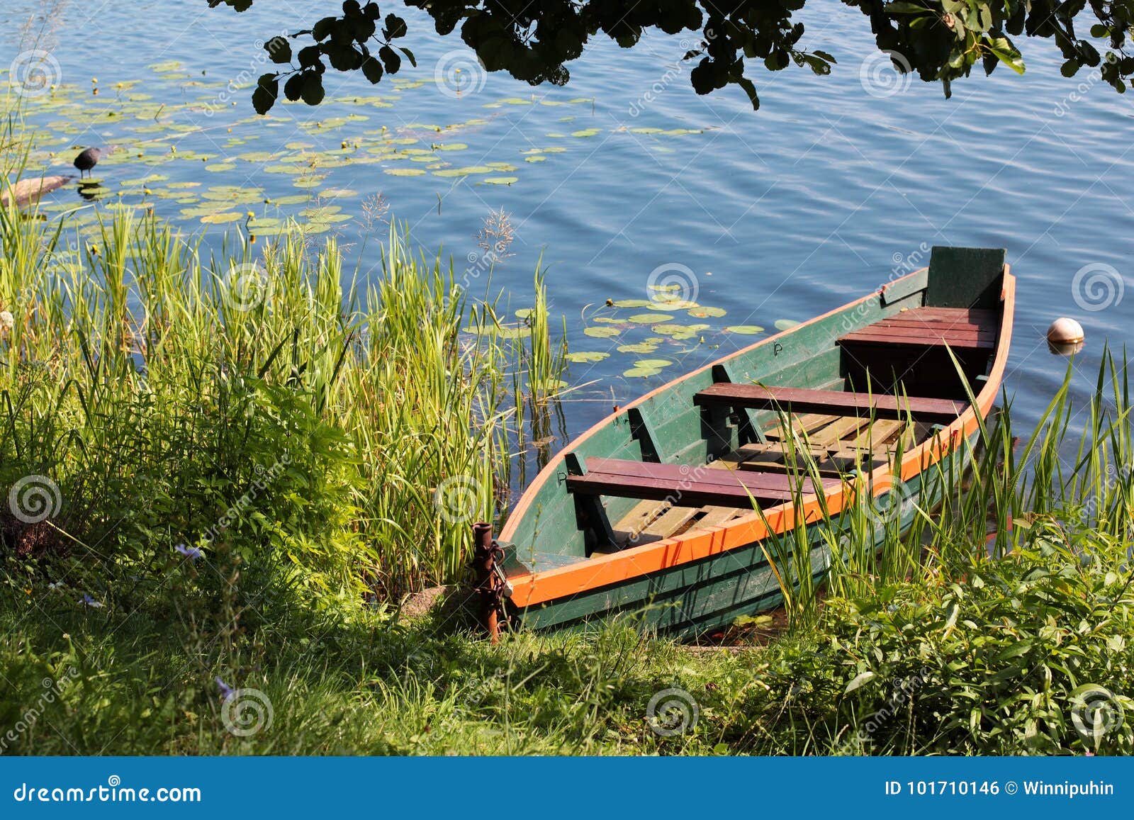 An Empty Wooden Boat in the River Stock Photo - Image of river, coast ...