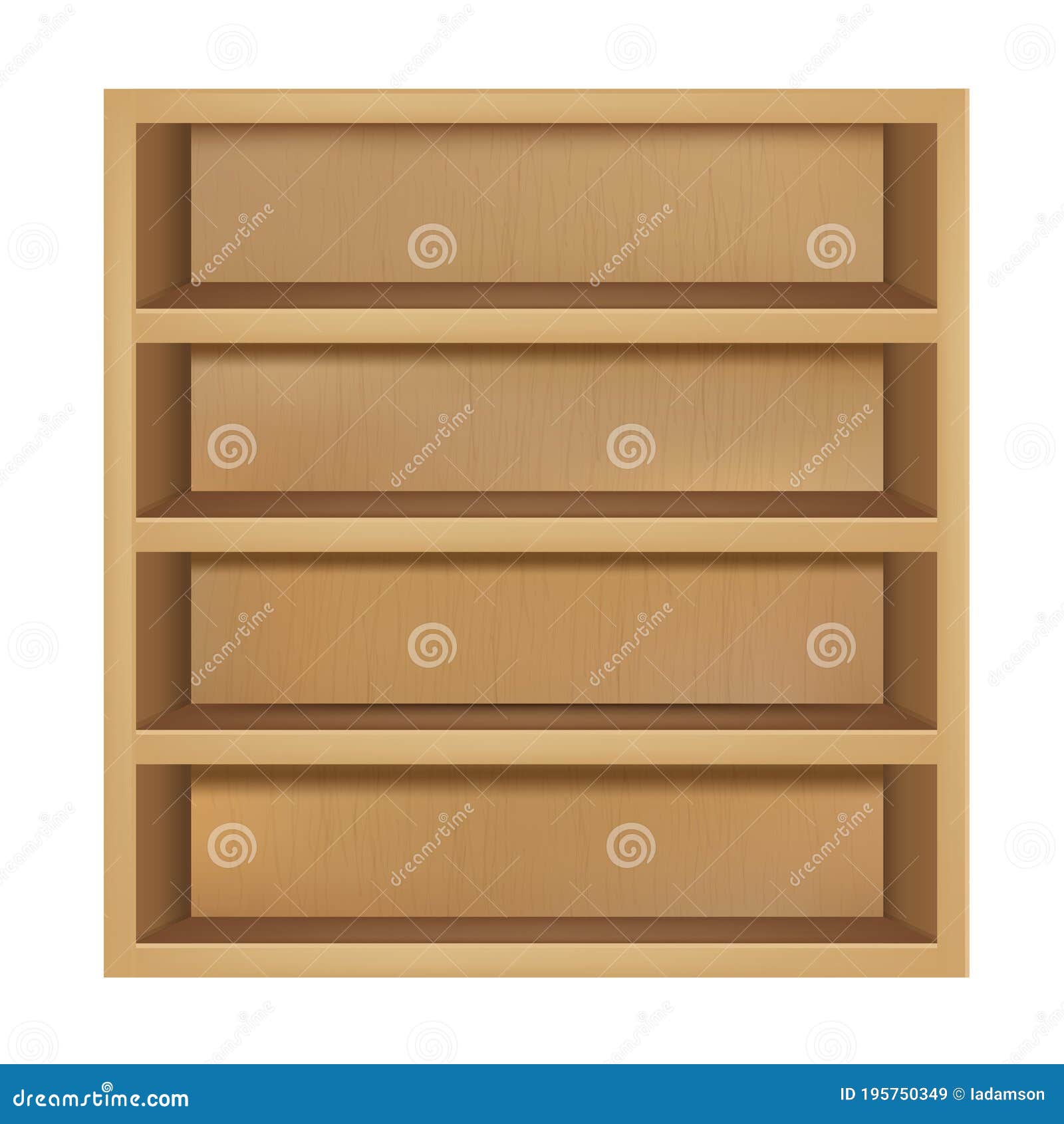 Empty Wooden Bookshelf stock vector. Illustration of cube - 195750349