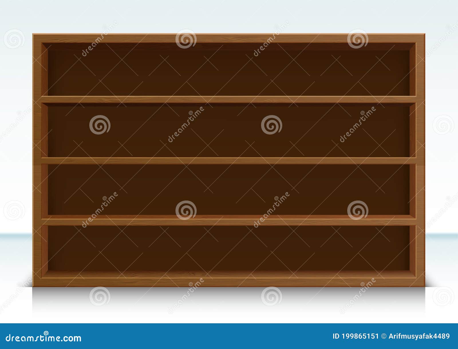 Empty Wooden Bookshelves stock vector. Illustration of abstract - 199865151
