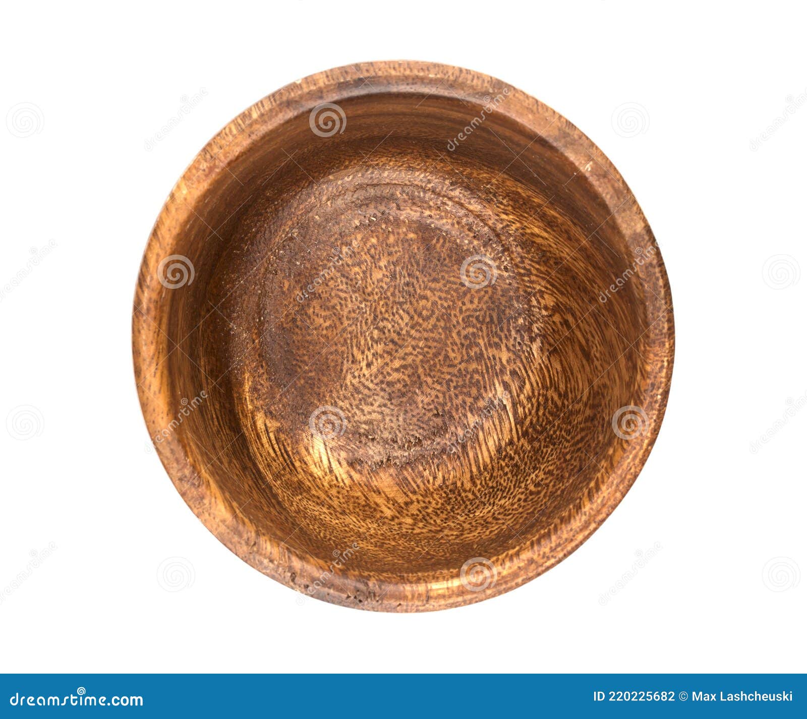 Empty Wooden Bowl Isolated on White Background, Top View Stock Photo ...