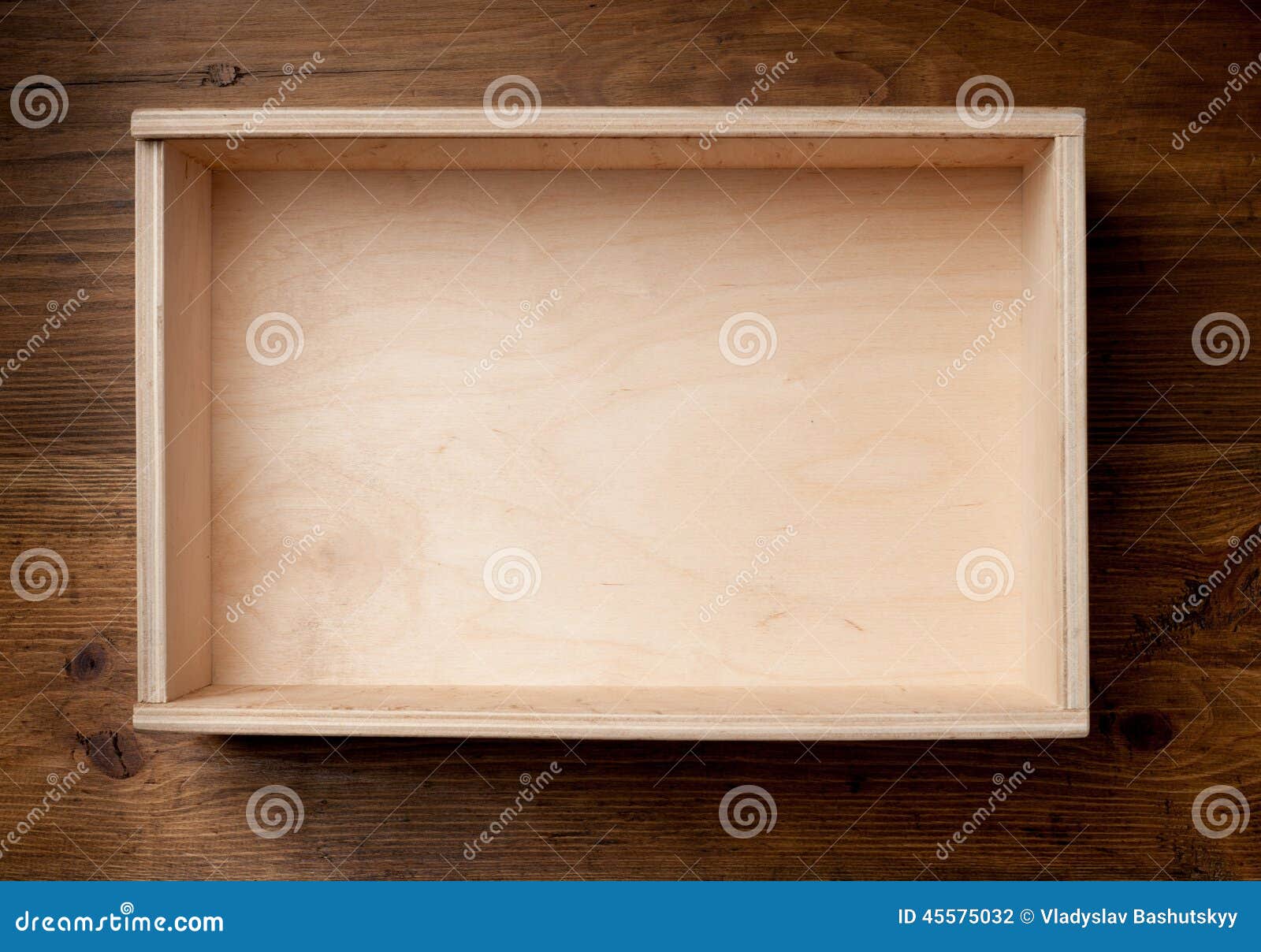 Empty Wooden Box on Brown Background. Stock Photo - Image of blank ...