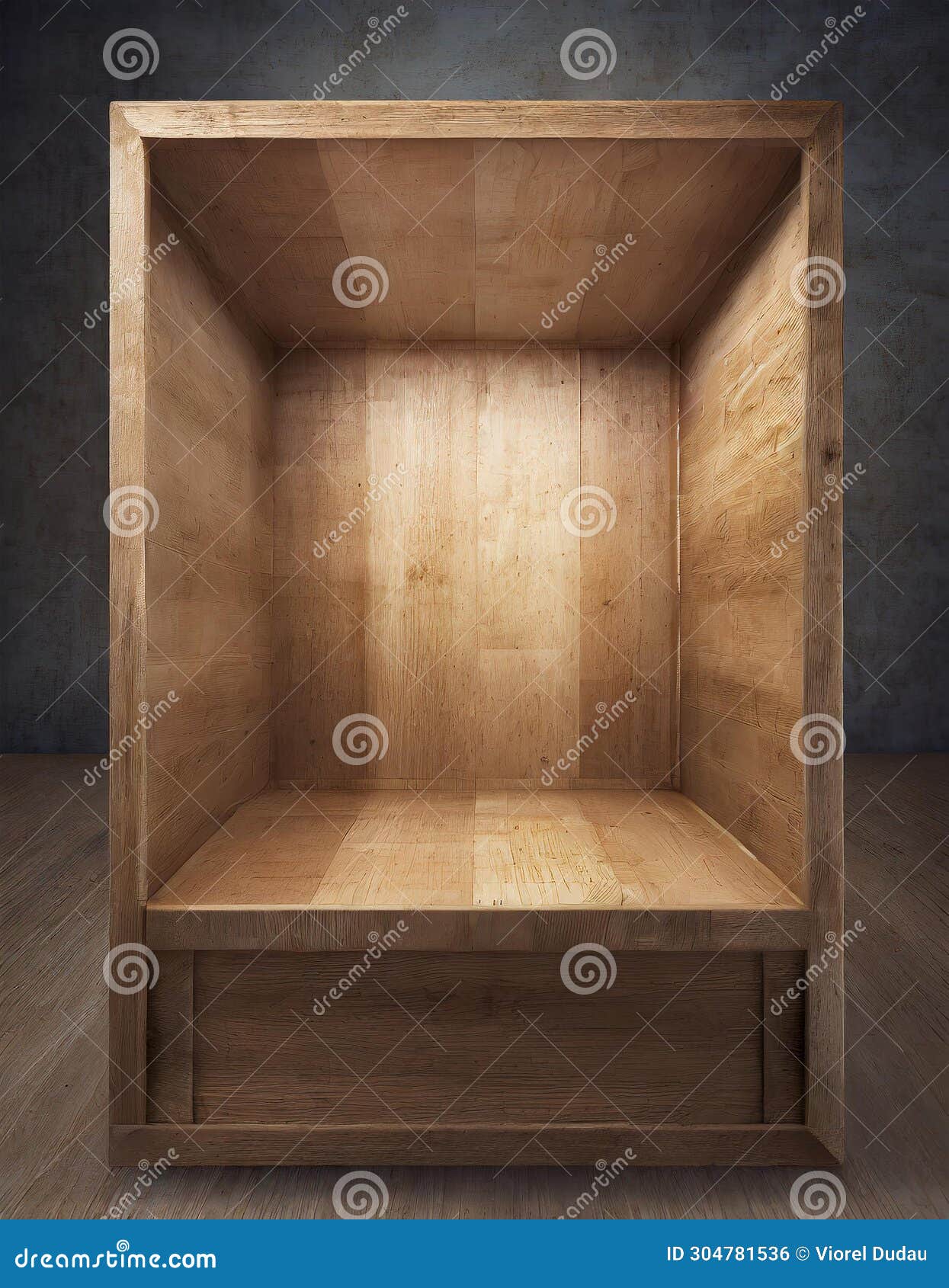 Empty Wooden Box or Stand for Product Placement with Bright Interior ...