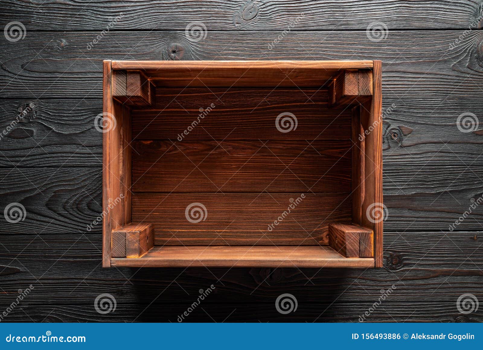 Empty Wooden Box on Wooden Table Stock Photo - Image of space, wall ...