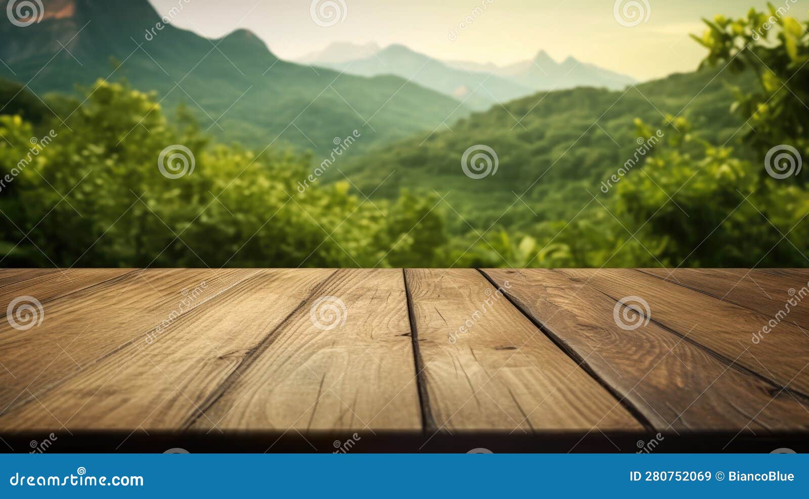 The Empty Wooden Brown Table Top with Blur Background of Trekking Path ...