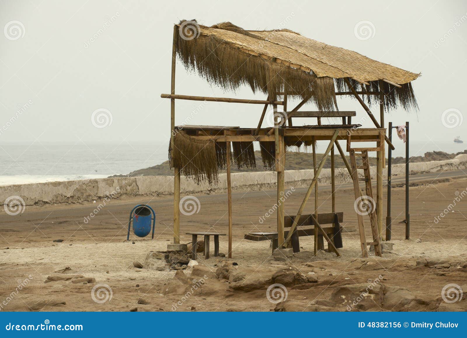 Empty Wooden Bus Stop in Arica, Chile Stock Photo - Image of nature ...