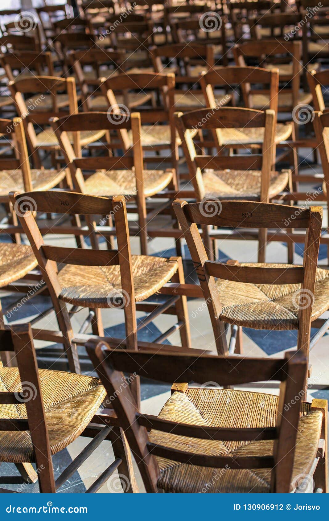 Empty Wooden Chairs in a Church Stock Photo - Image of religion ...