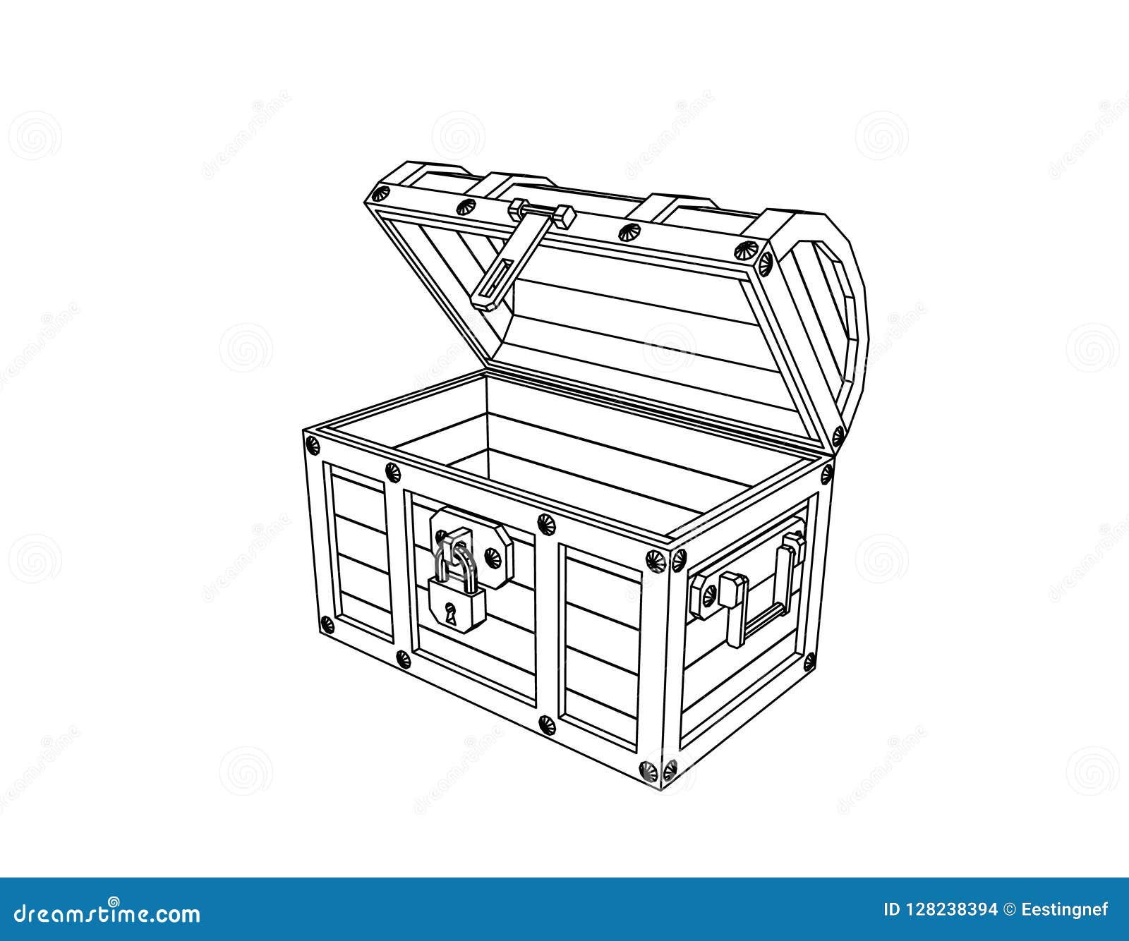 Empty Wooden Chest. Vector Outline Illustration. Stock Vector ...