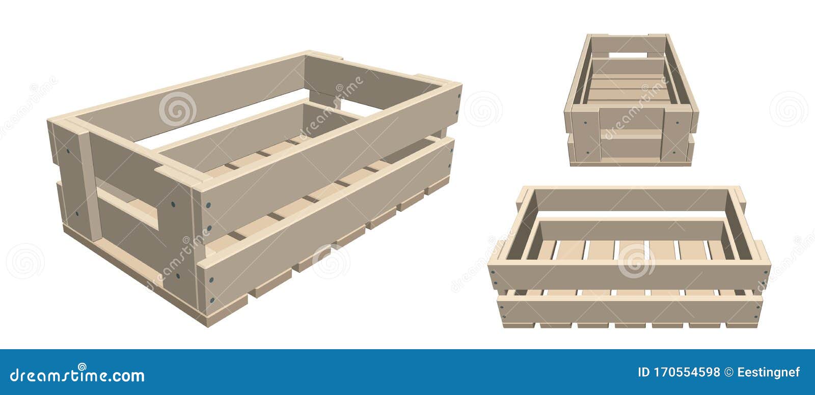 Empty Wooden Crate. Isolated on White Background. Vector Illustration ...