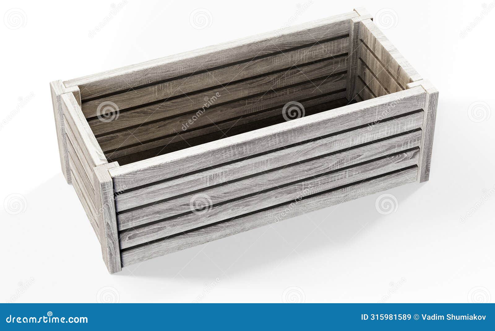 Empty Wooden Crate. Side View. 3D Render Stock Illustration ...