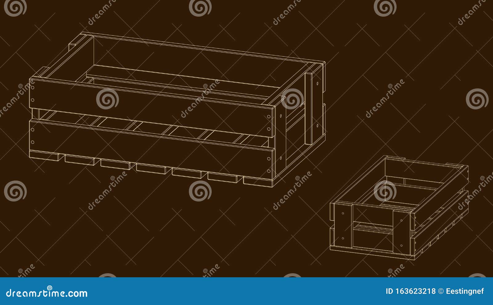 Empty Wooden Crate. Vector Outline Illustration Stock Vector ...