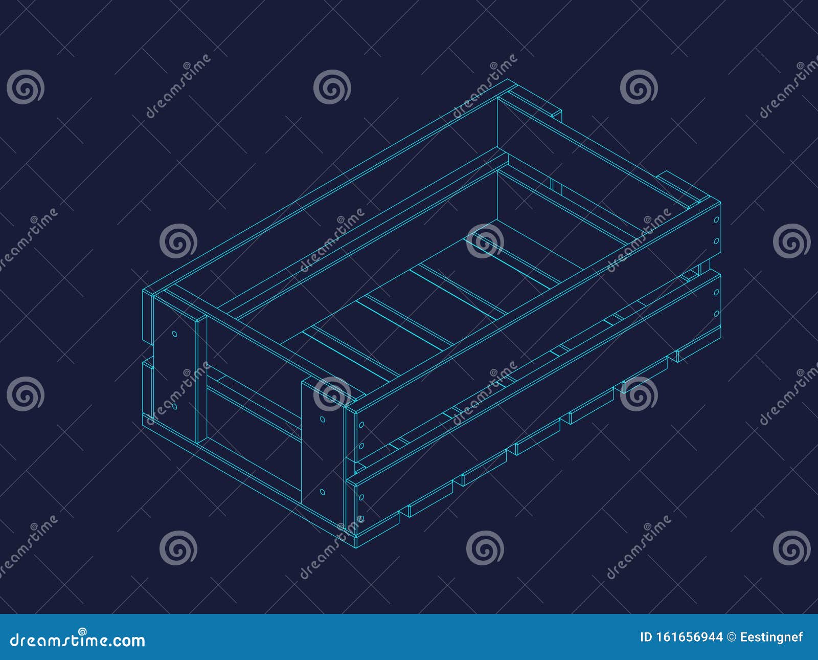 Empty Wooden Crate. Vector Outline Illustration Stock Vector ...