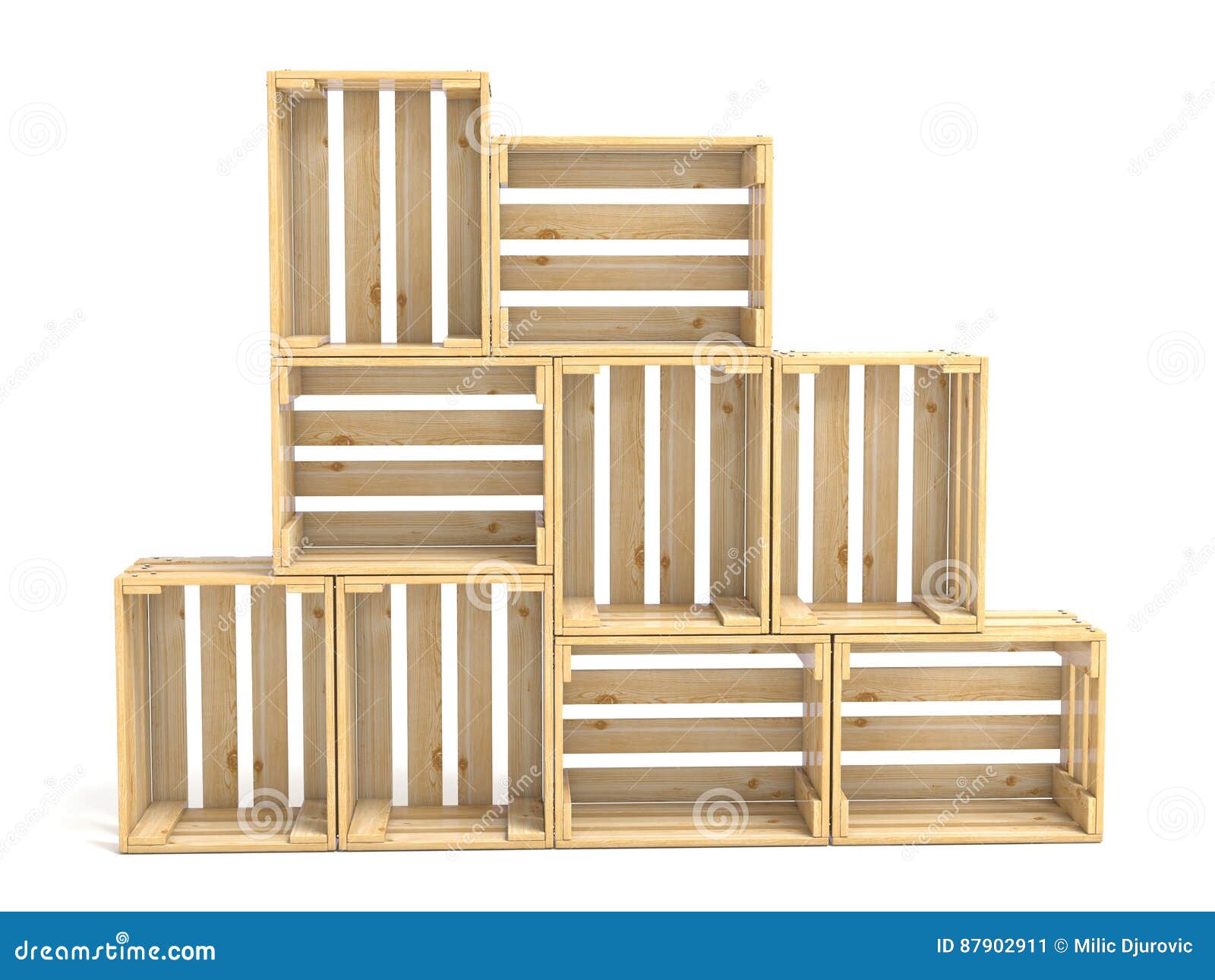 Wooden Crates 3D Illustrations Isolated On White Background.with ...