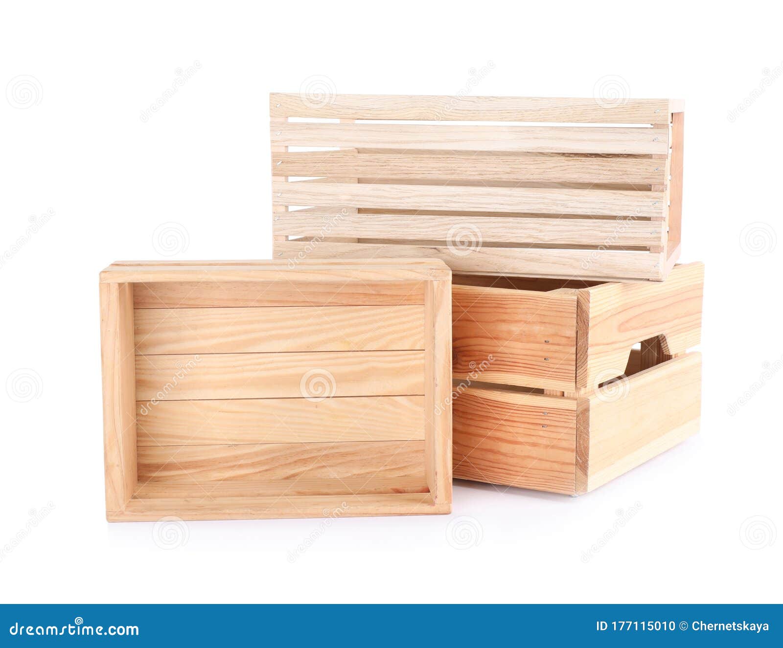 Empty Wooden Crates Stacked and Isolated Stock Photo - Image of parcel ...