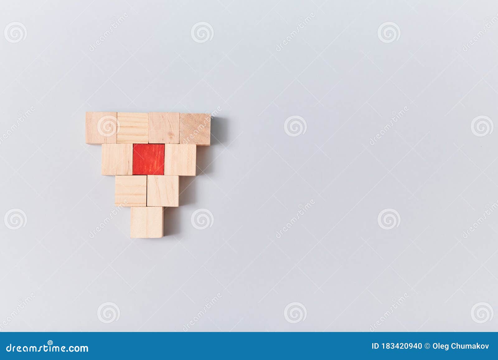 Empty Wooden Cube And One Red Mockup Style Place For Text Blank