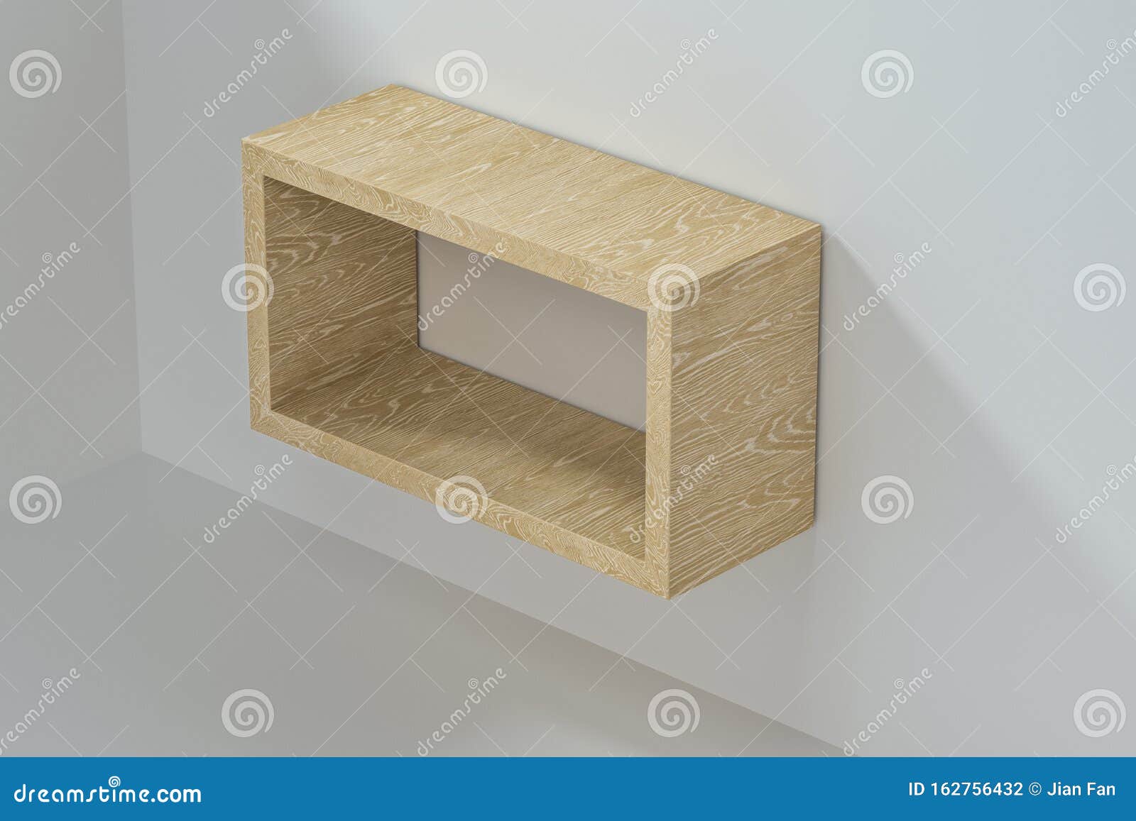 Empty Wooden Cube Shelf in the Empty Room, 3d Rendering Stock ...