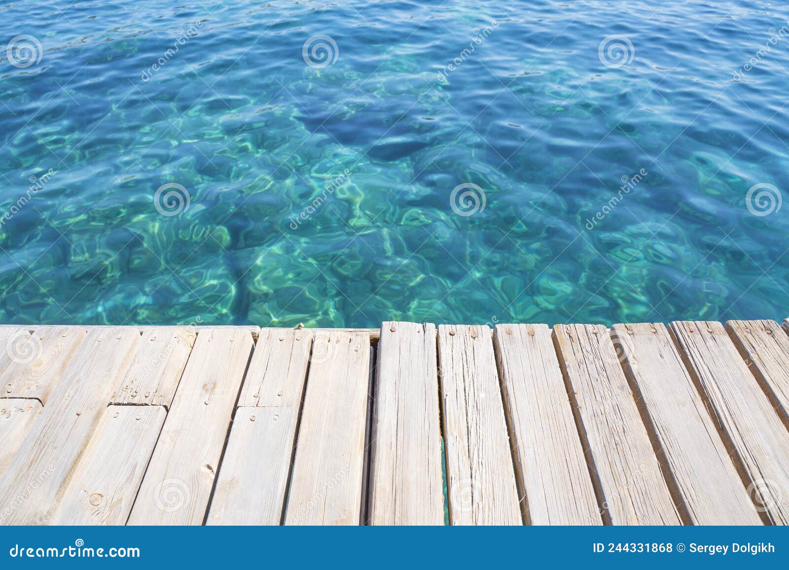 Empty Wooden Deck with the Sea in the Background. Stock Photo - Image ...