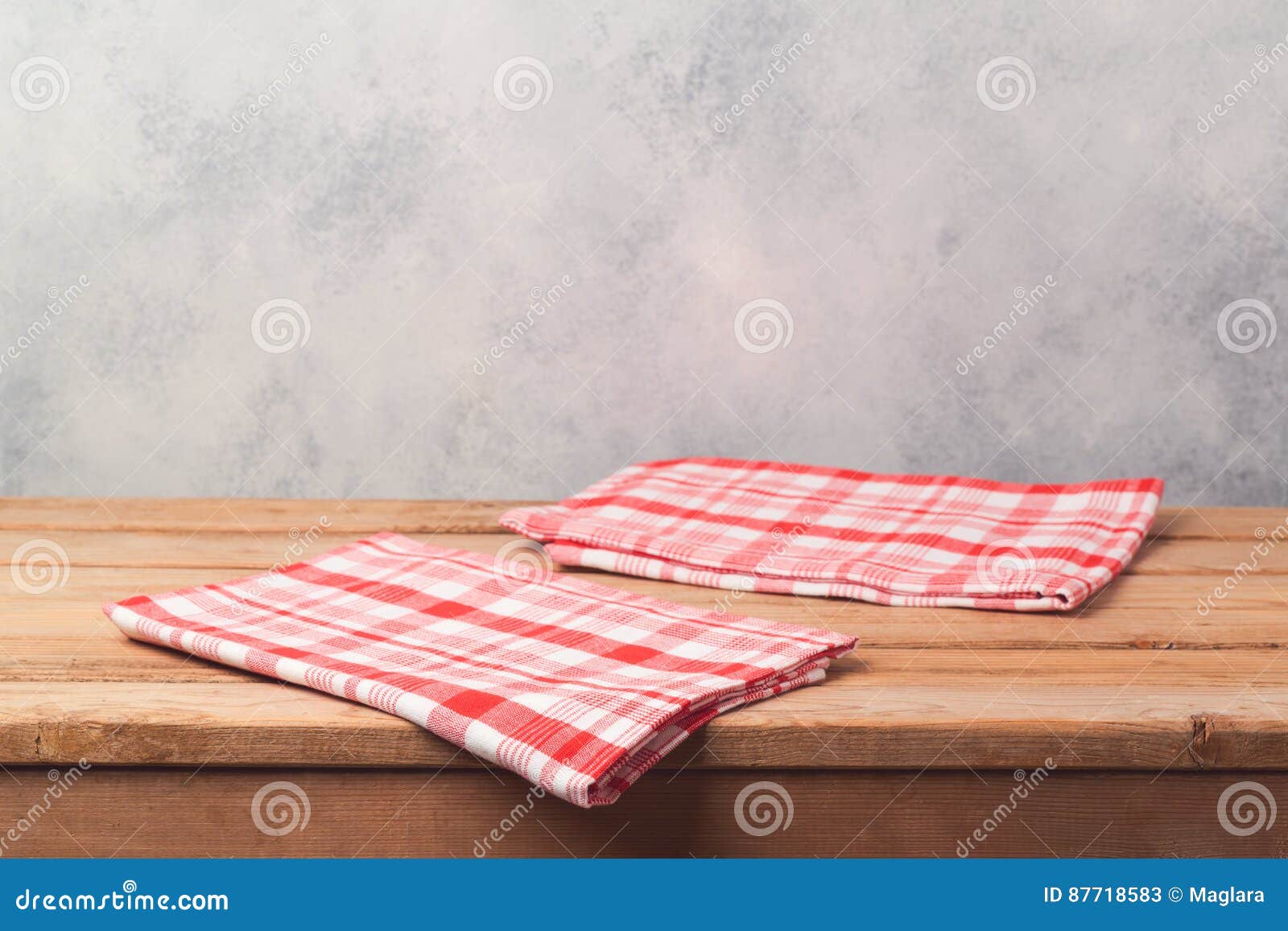 Empty Wooden Deck Table with Tablecloth Over Bright Rustic Background ...