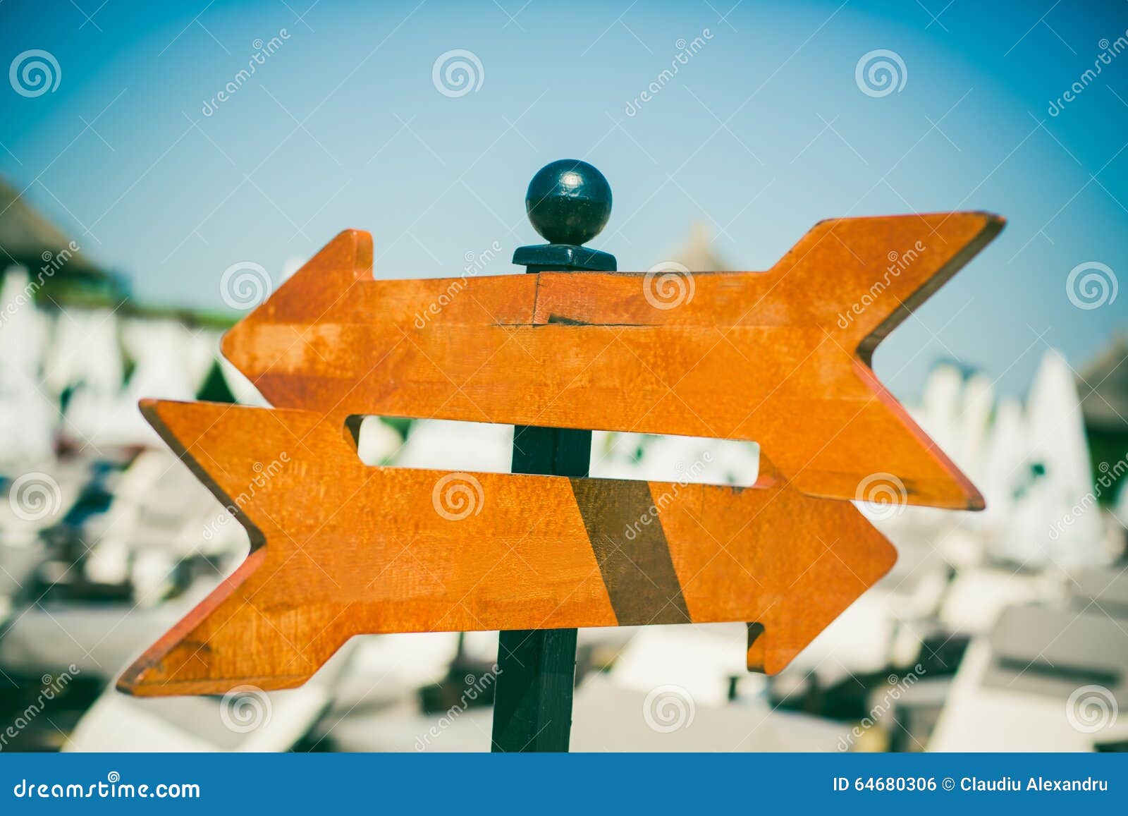 Empty Wooden Direction Signs Stock Photo - Image of seacoast, seashore ...