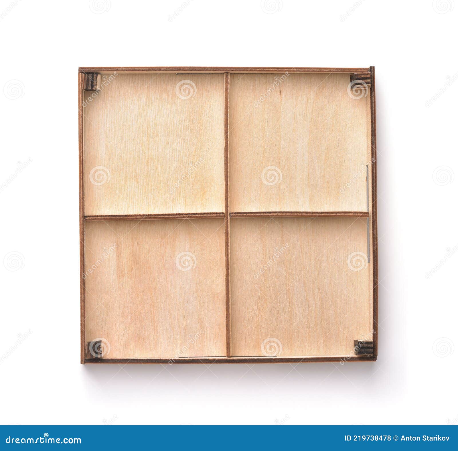 Empty Wooden Four Compartments Packaging Tray Stock Photo - Image of ...