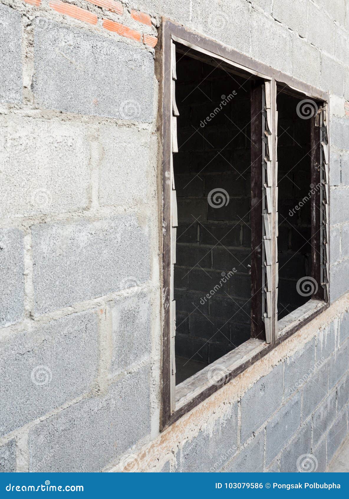 Empty Wooden Frame on the Twin Window. Stock Photo - Image of ...