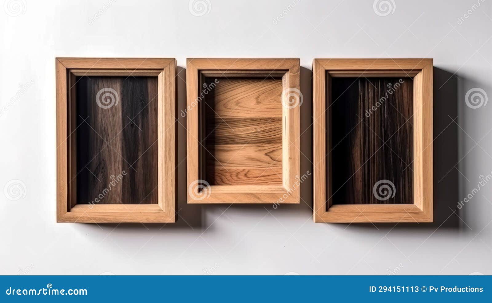 Empty Wooden Frames on a White Background. Stock Image - Image of ...