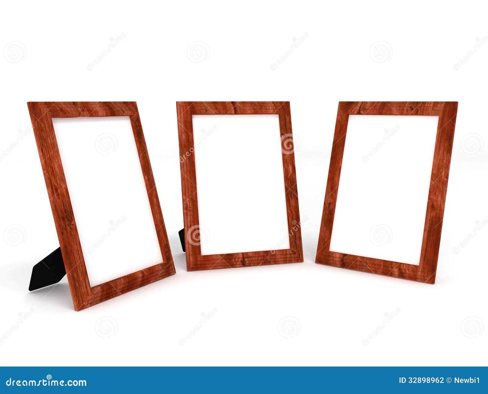 Empty Wooden Frameworks for Photos on White Stock Photo - Image of ...