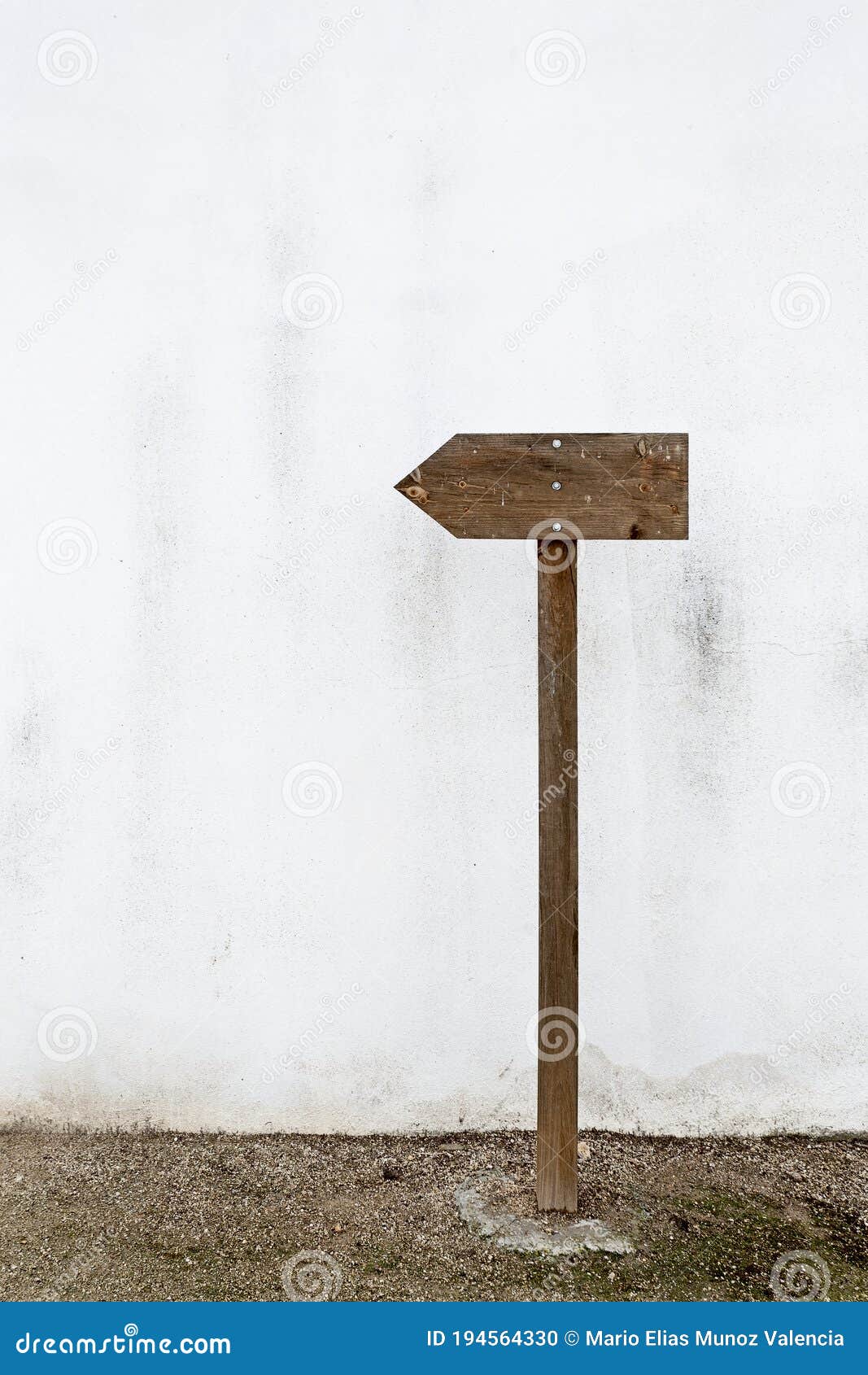 Empty Wooden Indication Sign on a White Wall Stock Photo - Image of ...