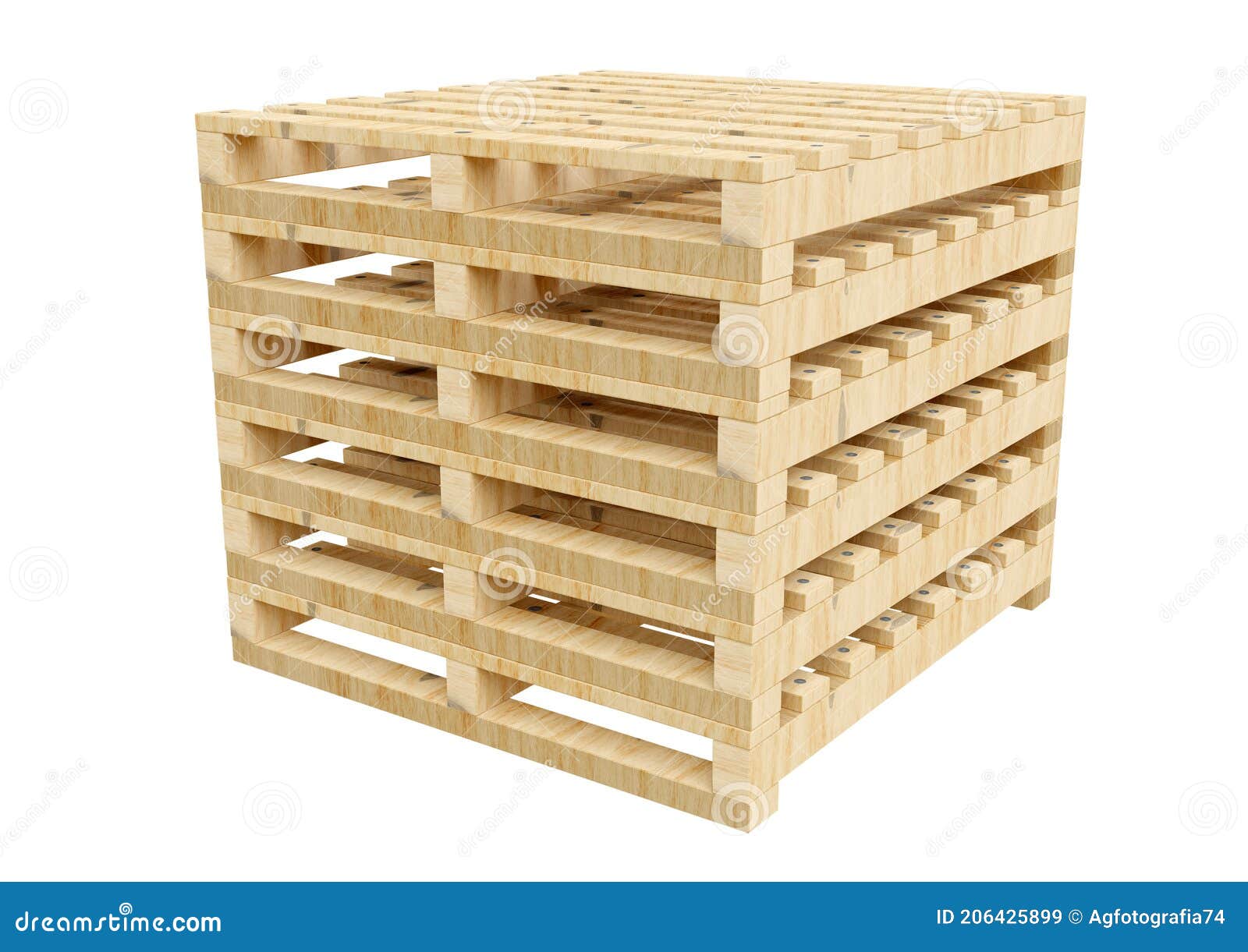 Empty Wooden Pallet Pile Isolated on White Background. Front View Stock ...