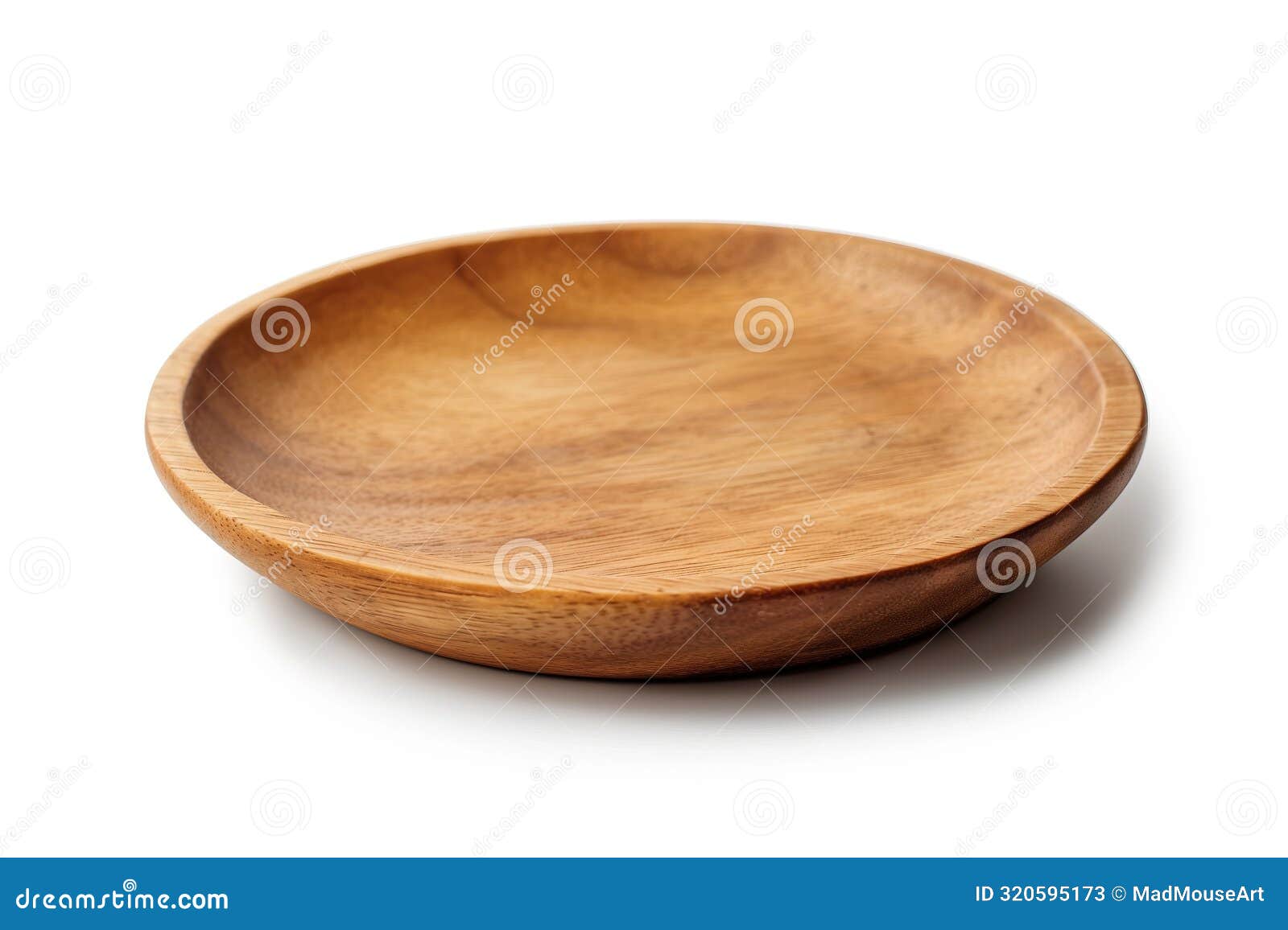 Empty Wooden Plate Isolated on White Background Stock Illustration ...