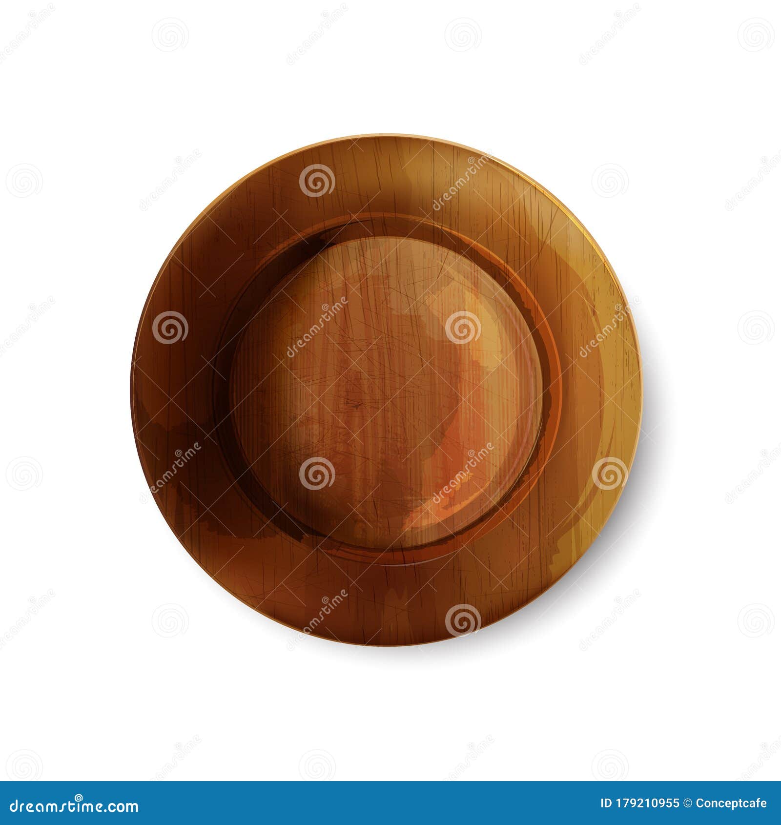 Empty Wooden Plate on a White Background. Stock Vector - Illustration ...