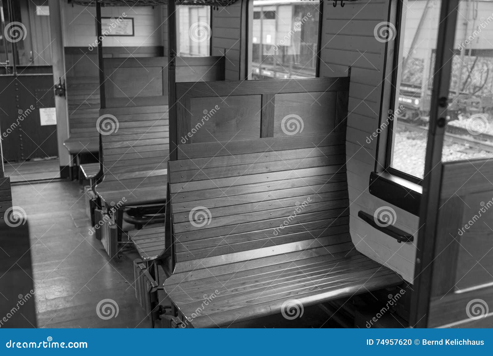 Empty Wooden Seats in Old Train Stock Photo - Image of grunge, ceiling ...