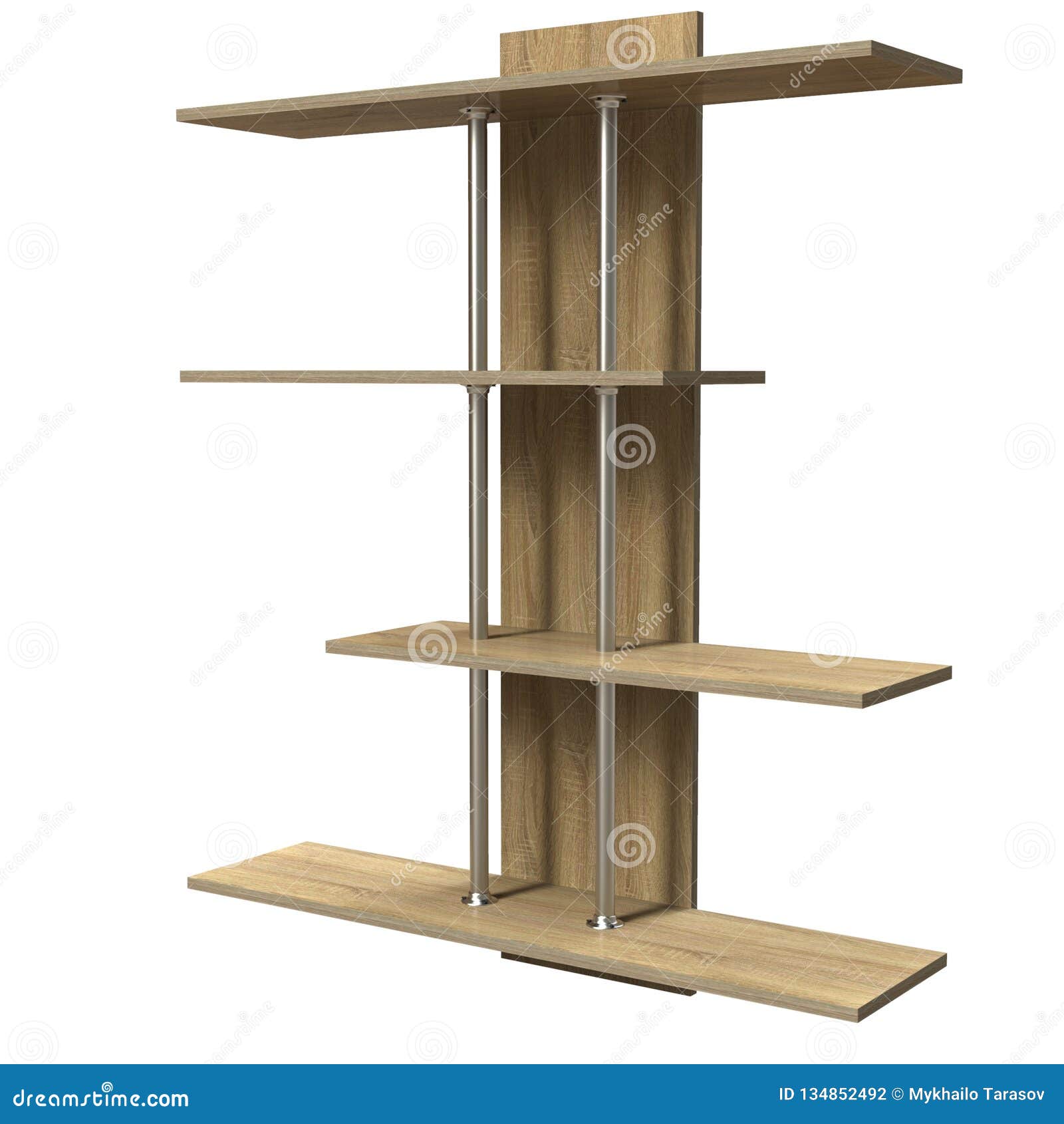 Empty Wooden Shelf on White Background Stock Illustration ...