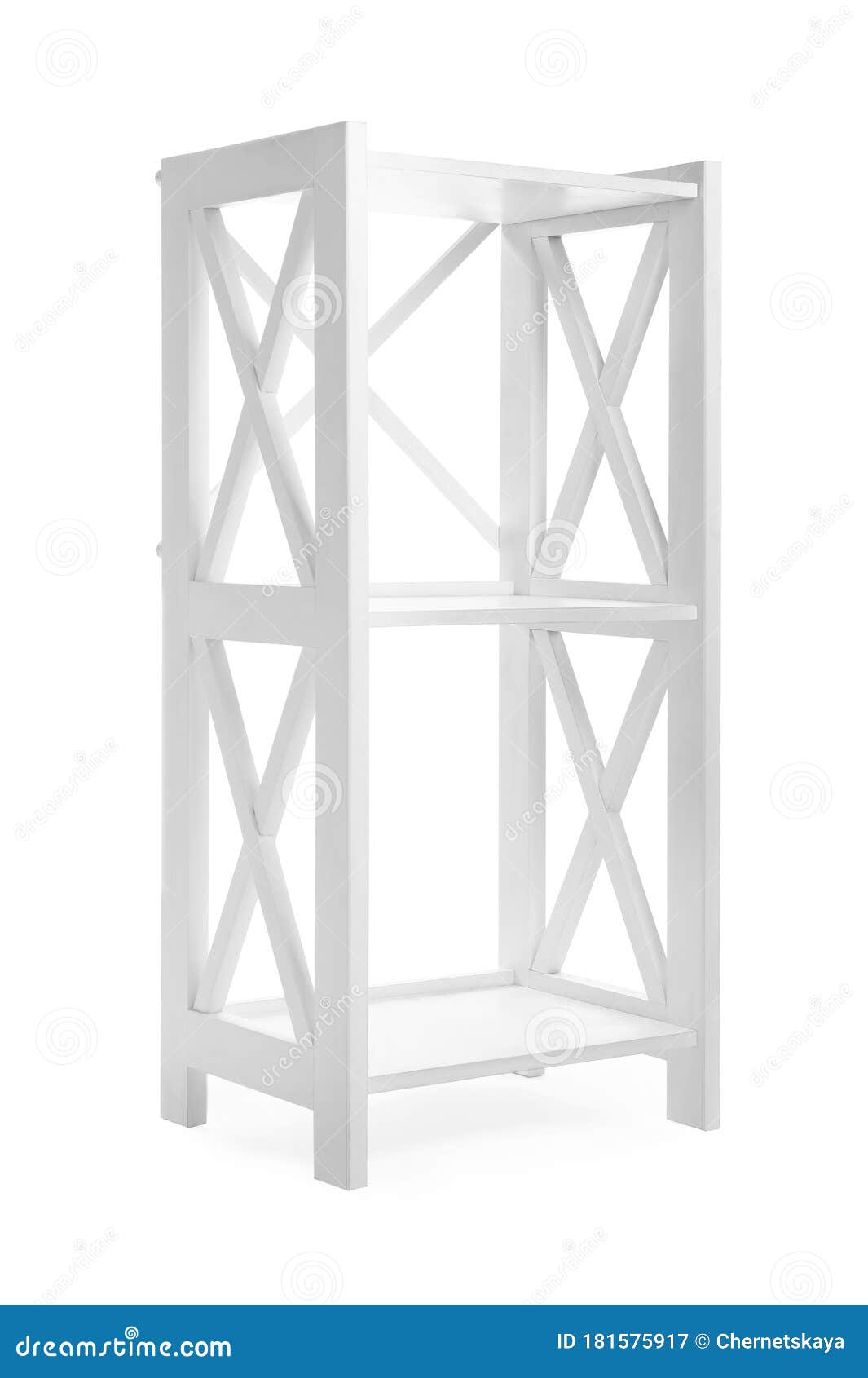 Empty Wooden Shelving Unit Isolated Stock Image - Image of lifestyle ...
