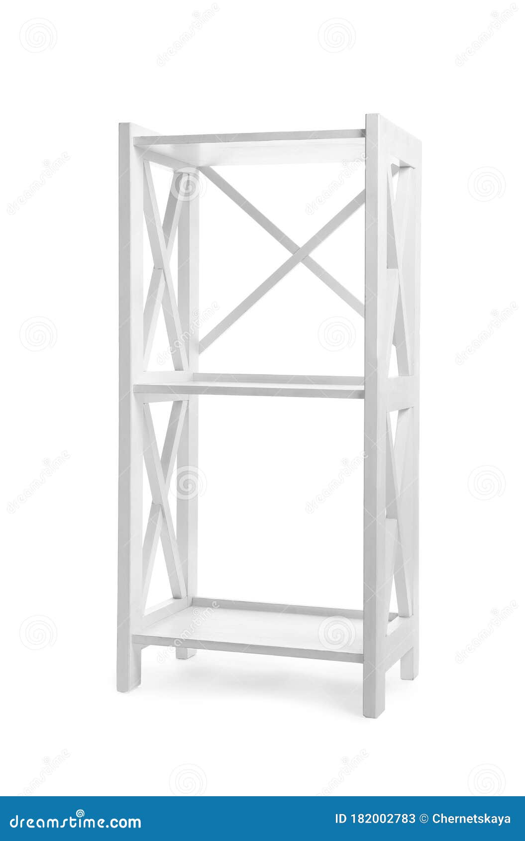 Empty Wooden Shelving Unit Isolated Stock Image - Image of rack ...