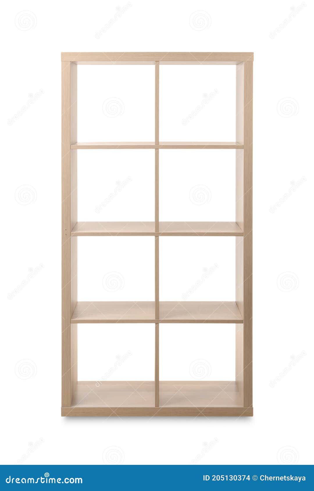 Empty Wooden Shelving Unit Isolated on White Stock Photo - Image of ...