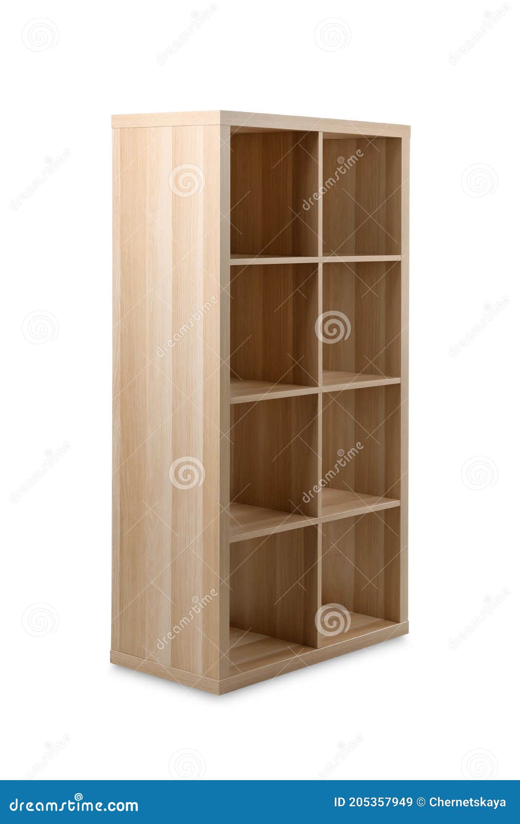 Empty Wooden Shelving Unit Isolated on White Stock Image - Image of ...
