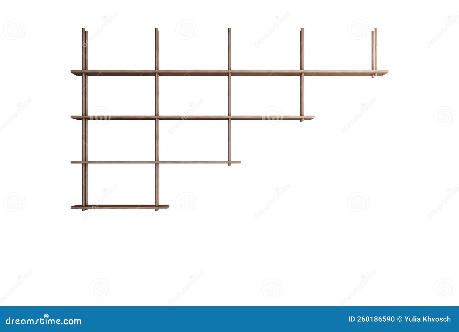 Empty Wooden Shelving Unit Isolated on White. Stock Photo - Image of ...