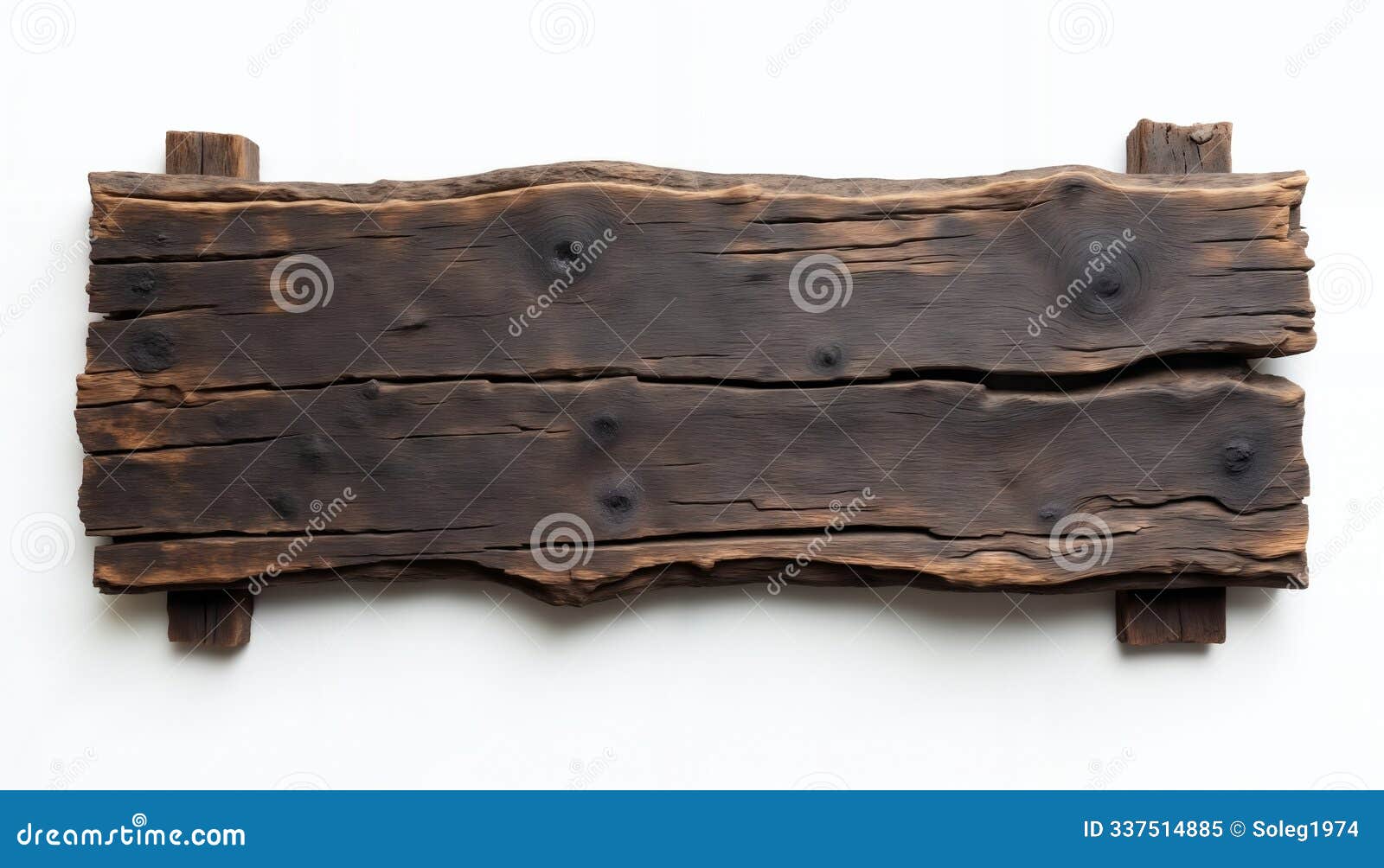 An Empty Wooden Sign Board, on a White Background, Old and Weathered ...