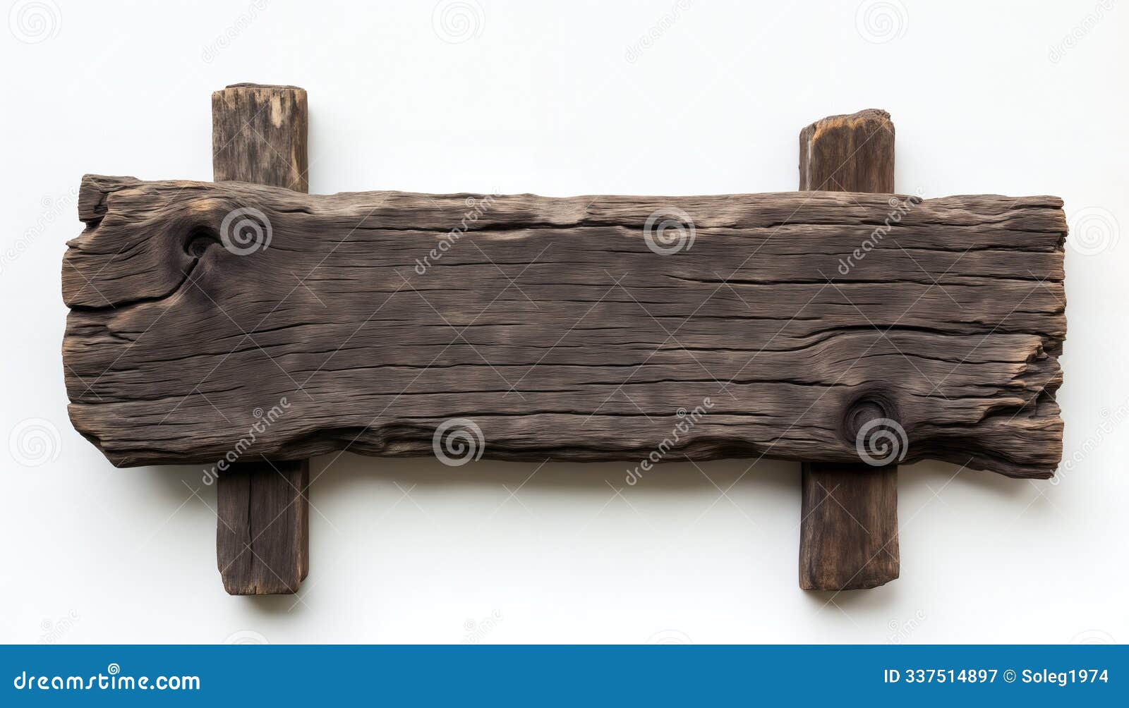 An Empty Wooden Sign Board, on a White Background, Old and Weathered ...