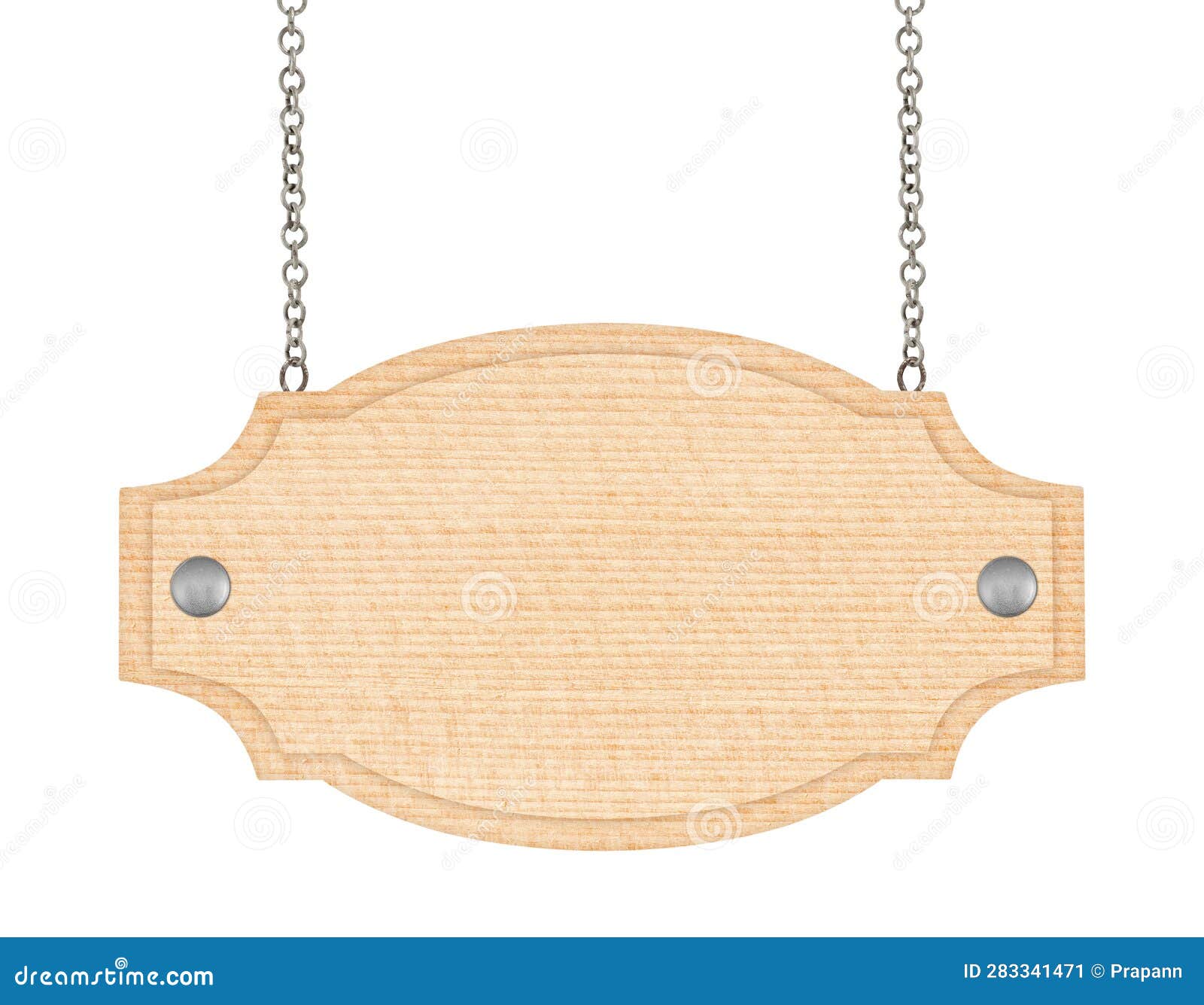 Empty Wooden Sign with Chain Isolated on White Stock Image - Image of ...