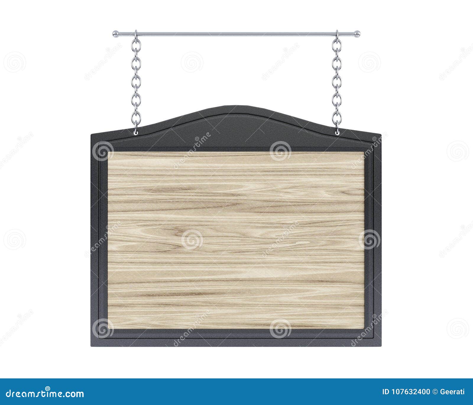 Empty Wooden Signboard with Metal Frame on White Background Stock Photo ...