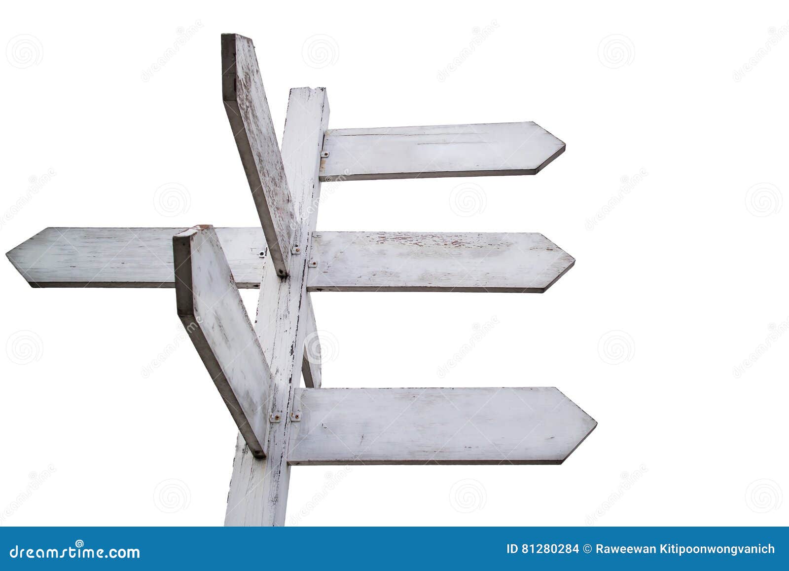 Empty Wooden Signpost with Arrows - with Clipping Path Stock Photo ...